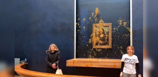 Ativistas atiram sopa contra a 'Mona Lisa' de da Vinci no Louvre ...