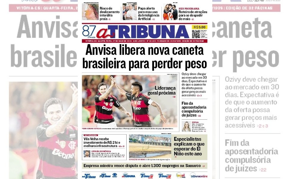 Confira os destaques do jornal A Tribuna desta quarta-feira